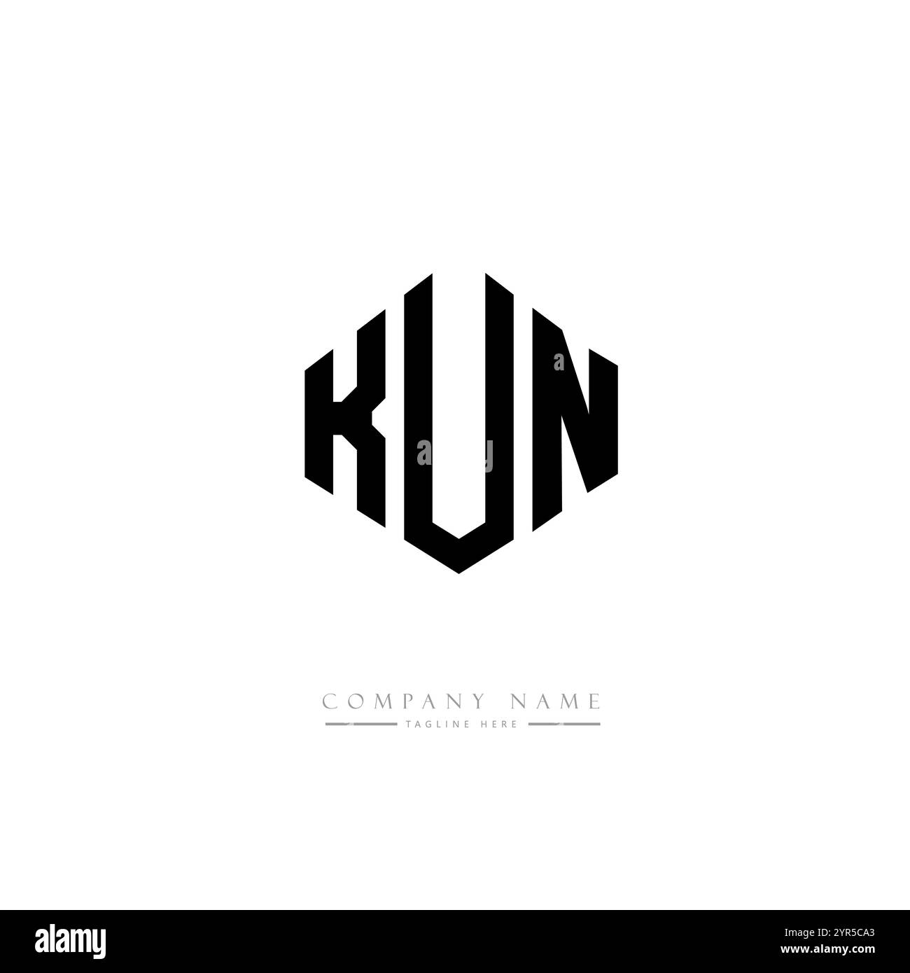 KUN letter logo design with polygon shape. KUN polygon and cube shape ...