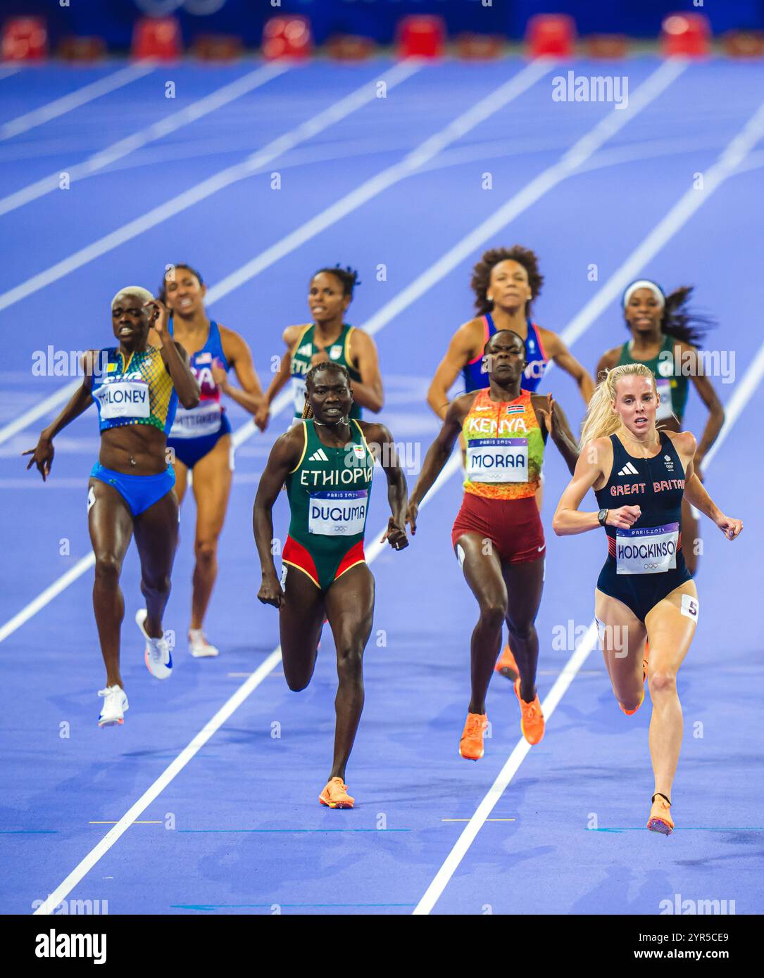 Keely Hodgkinson winning in the 800 meters at the Paris 2024 Olympic ...