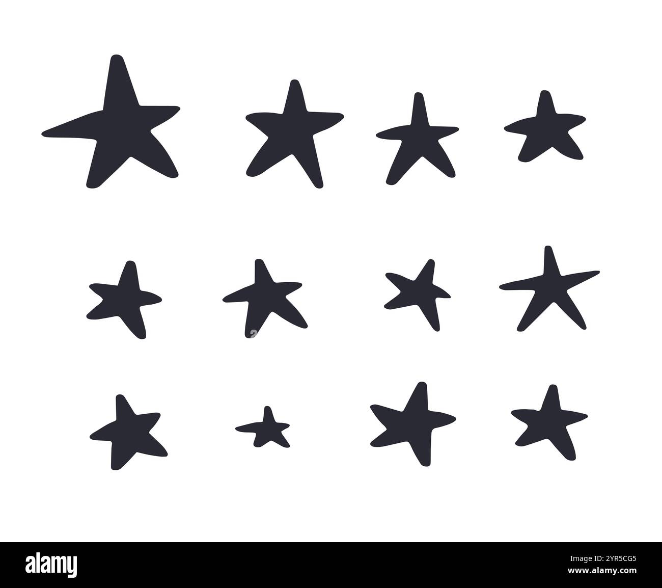 Hand drawn inky doodle monochrome stars set Stock Vector Image & Art ...