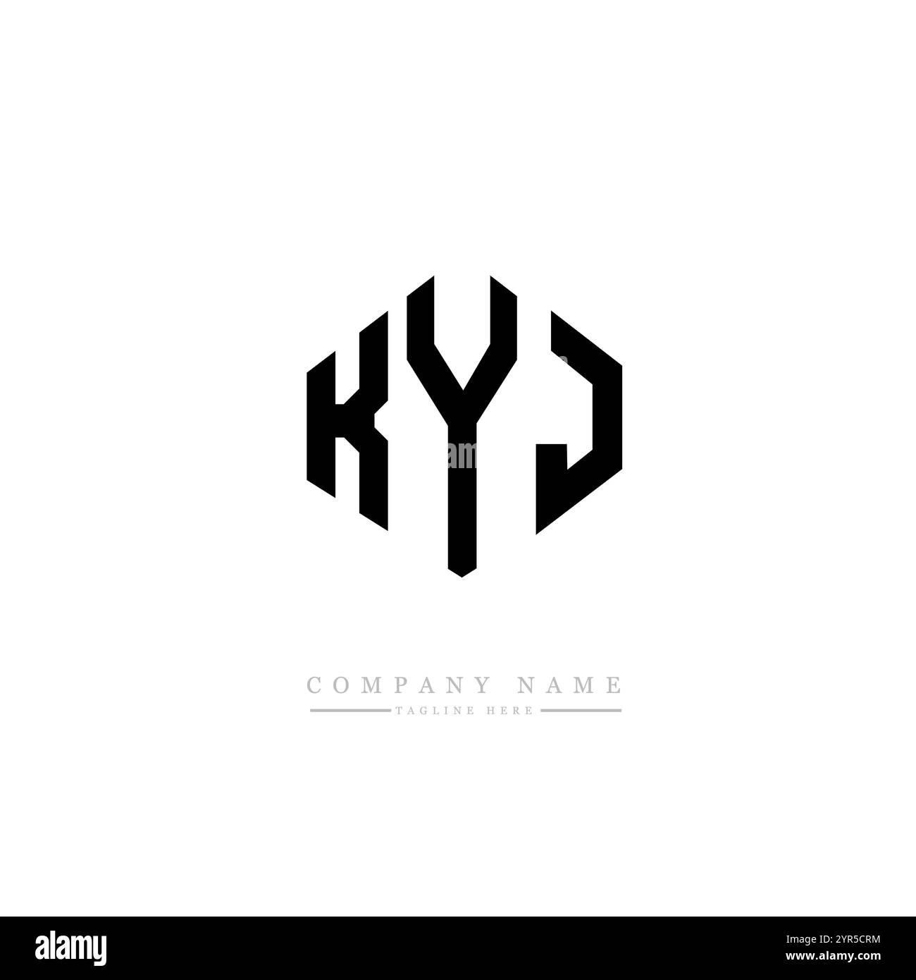 KYJ letter logo design with polygon shape. KYJ polygon and cube shape ...