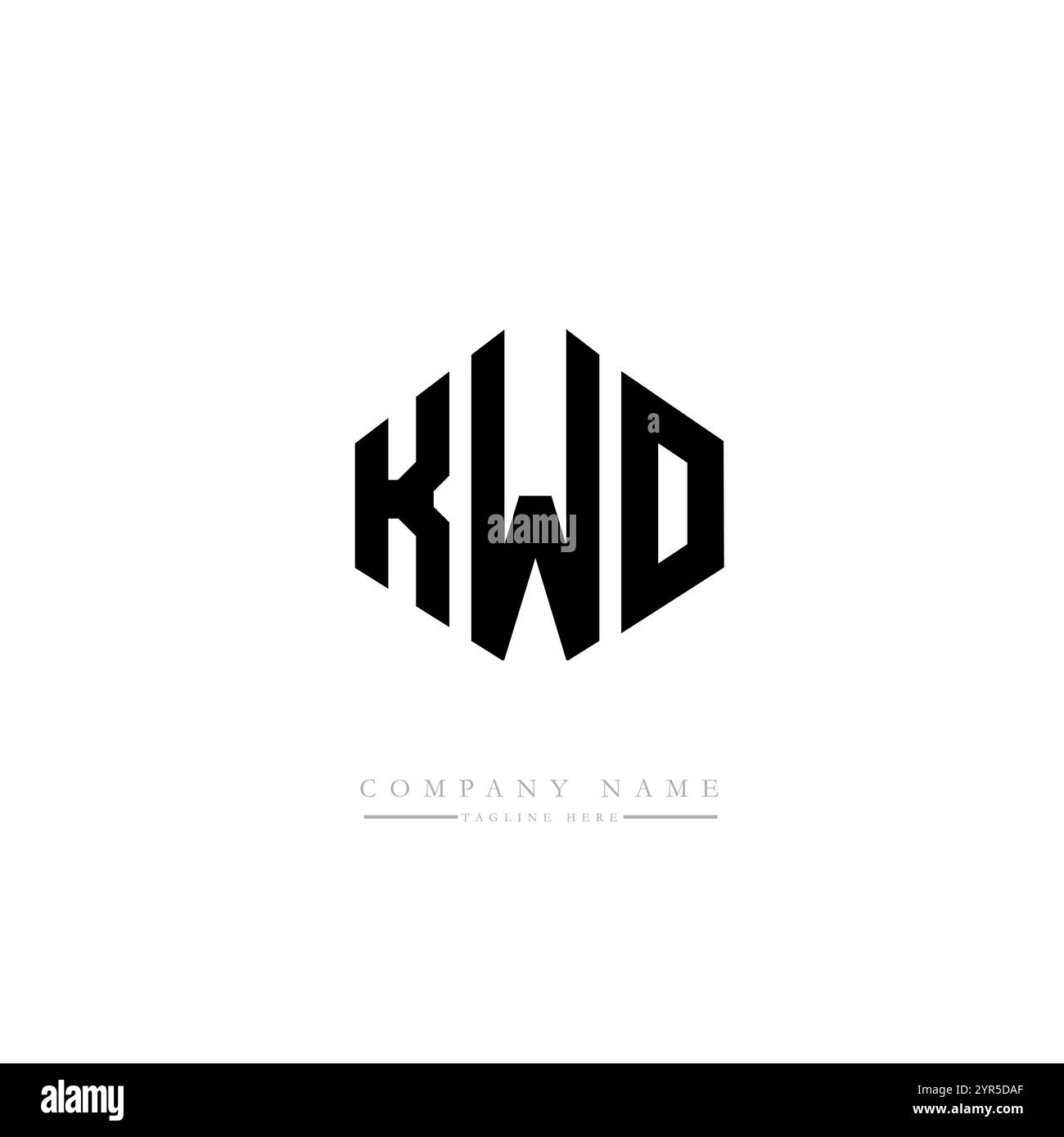 KWO letter logo design with polygon shape. KWO polygon and cube shape ...