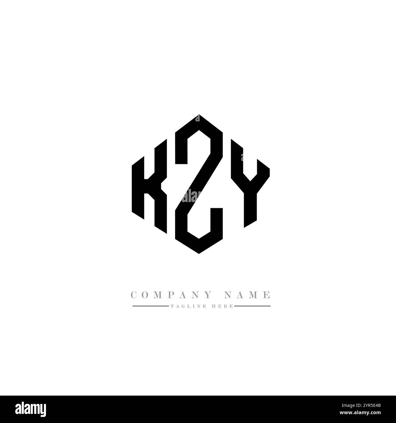 KZY letter logo design with polygon shape. KZY polygon and cube shape logo design. KZY hexagon ...