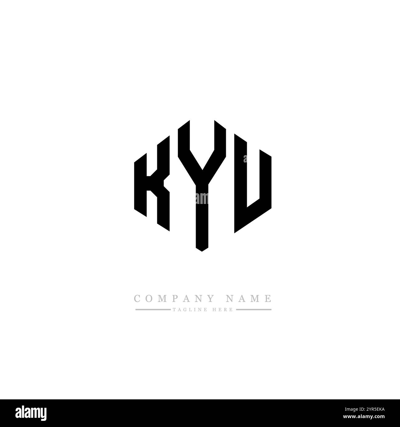 KYU letter logo design with polygon shape. KYU polygon and cube shape logo design. KYU hexagon ...