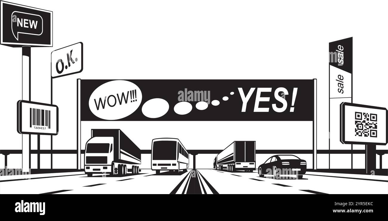 Advertising panels on the highway - vector illustration Stock Vector ...