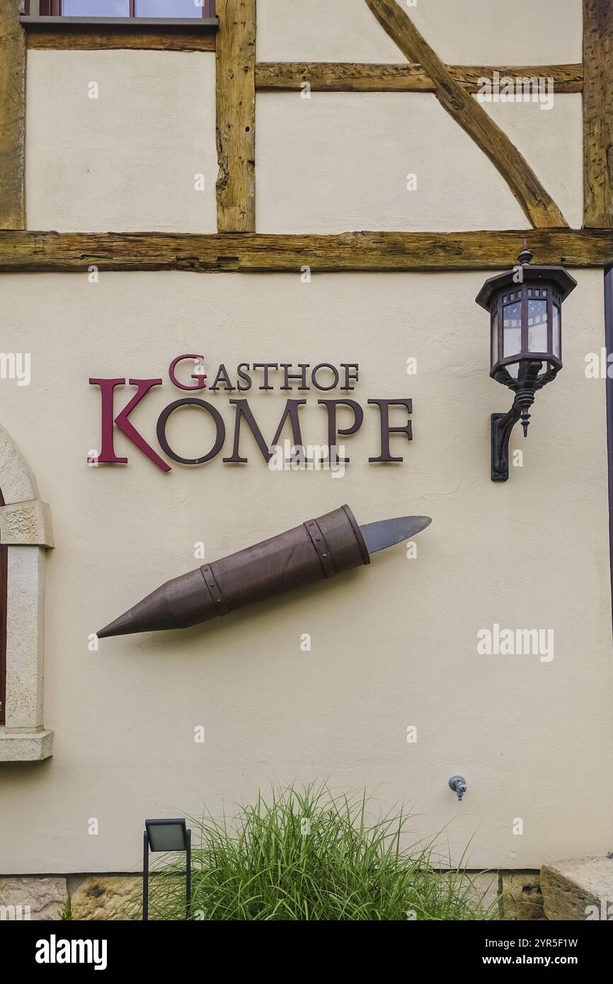 Gasthof Kompf, Swabian inn, restaurant, lettering, letters, facade ...
