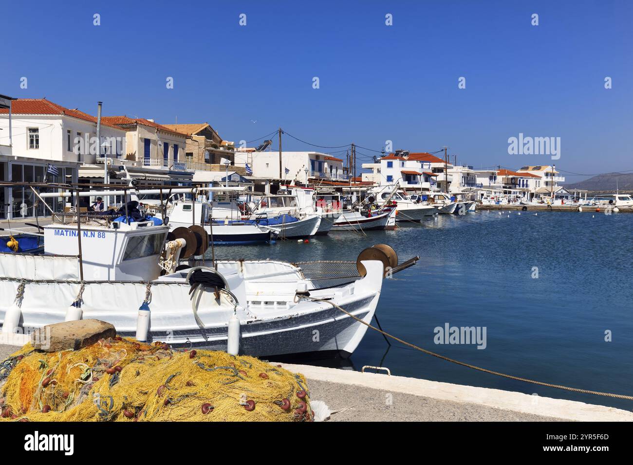Fishing boats in the harbour, Elafonisos, Deer Island, Laconia ...
