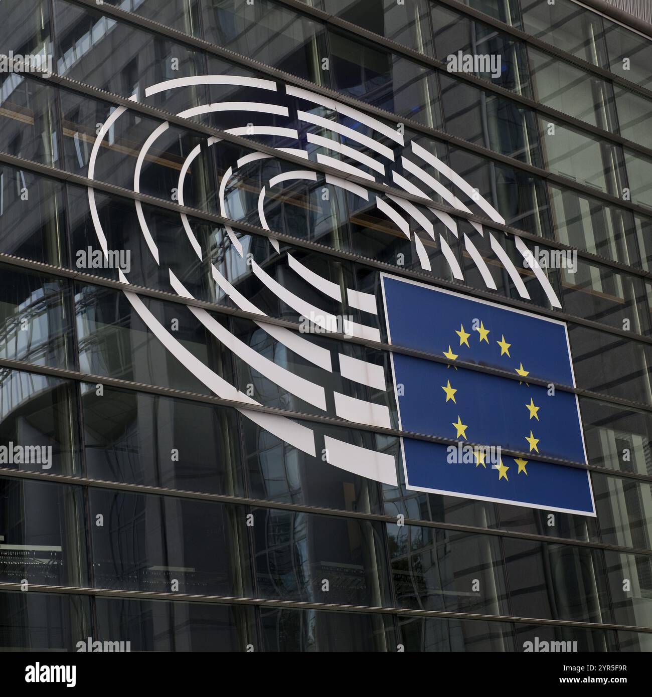 Altiero Spinelli building with the logo of the European Parliament ...