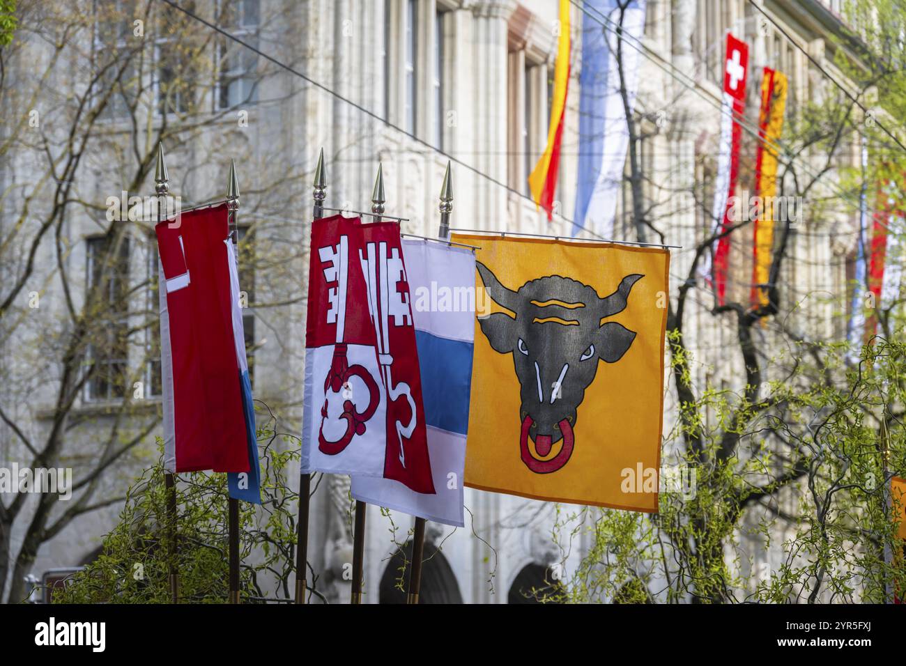 Guild flags, parade of historically costumed guildsmen, flags of the ...