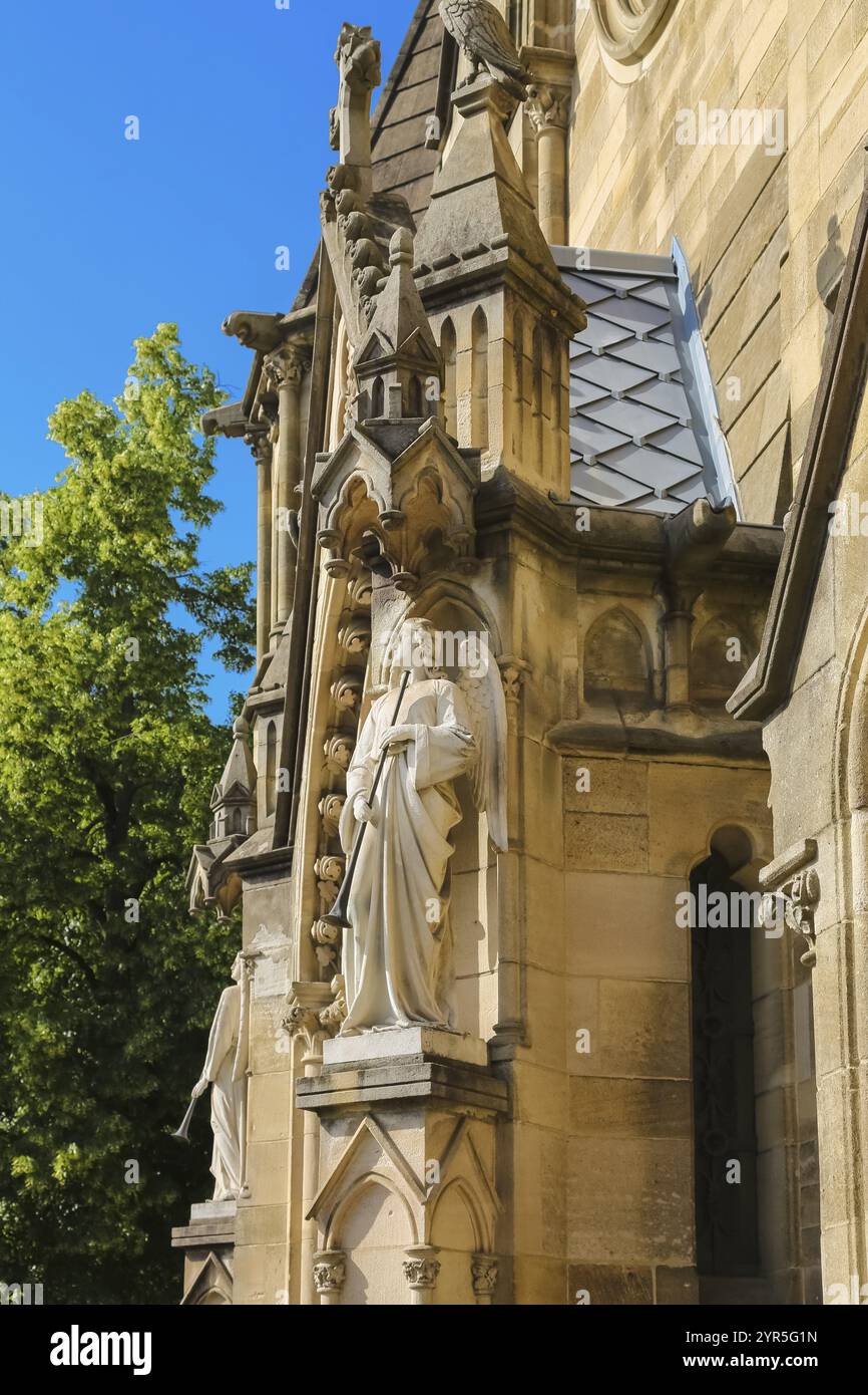 Cemetery Unter den Linden, neo-Gothic St Catherine's Church, church ...
