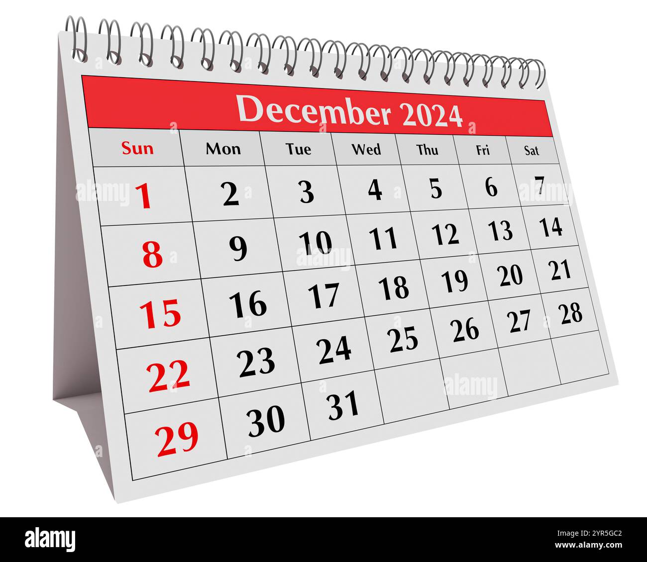 December 2024 calendar. Page of the annual business desk month winter ...
