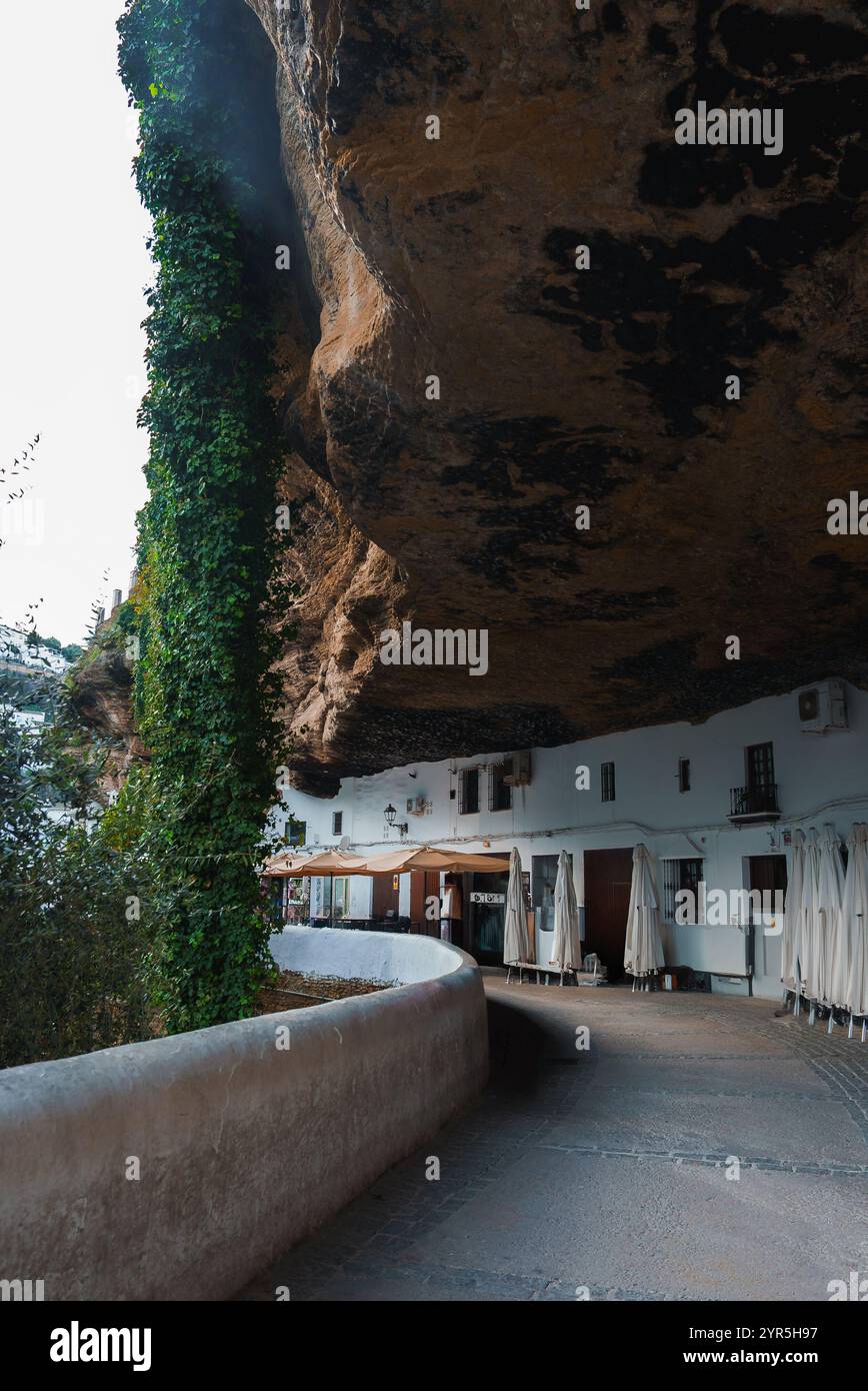 Street with Rock Overhang in Setenil De Las Bodegas, Spain Stock Photo ...