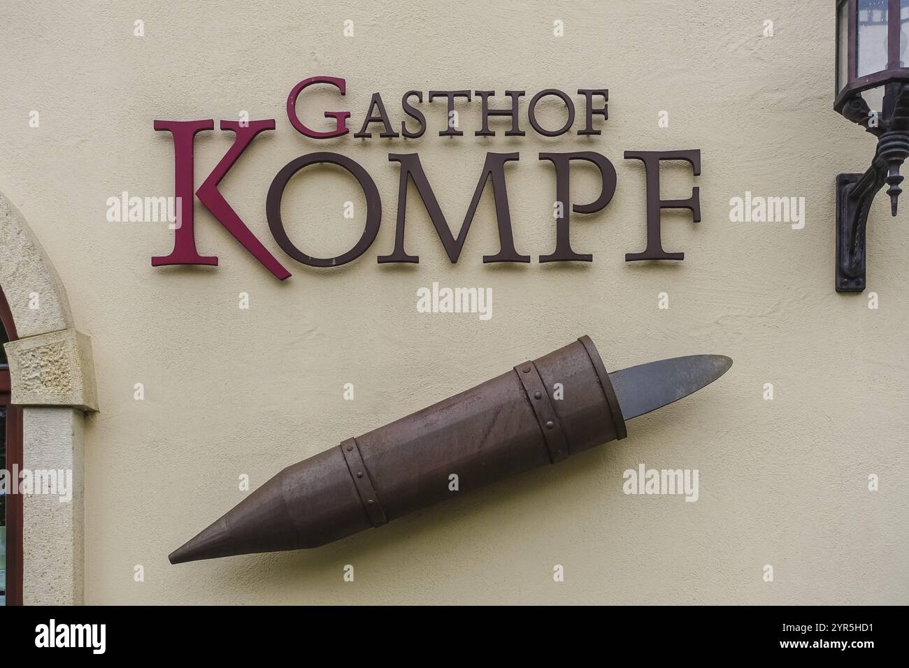 Gasthof Kompf, Swabian inn, restaurant, lettering, letters, facade ...