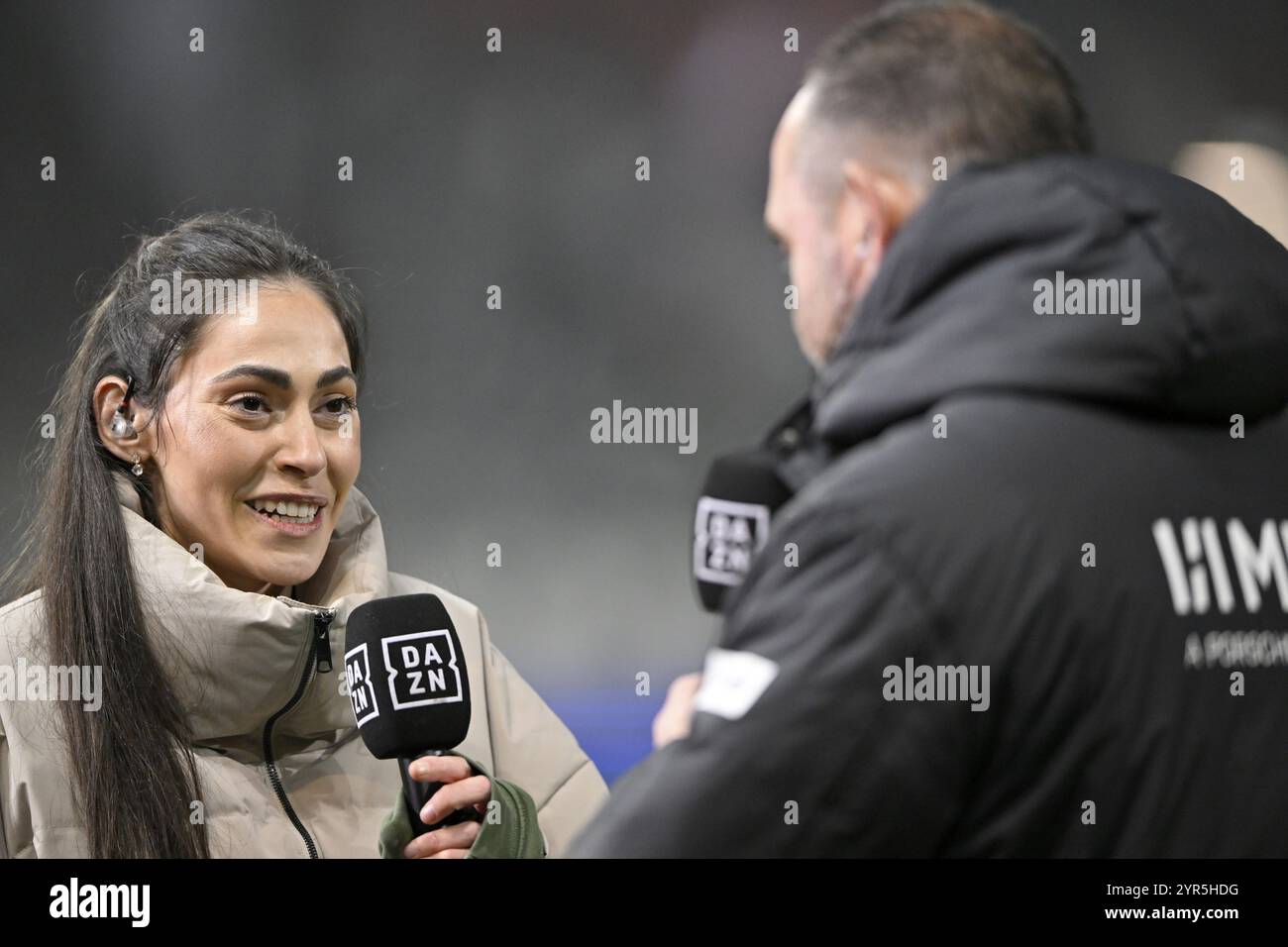 DAZN reporter presenter Ann-Sophie Kimmel, smiling, in interview ...