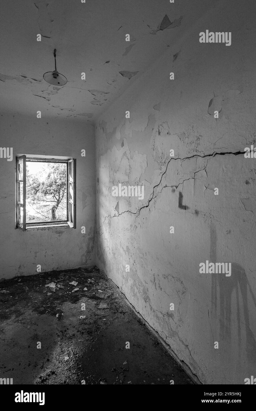 Lost place view window Black and White Stock Photos & Images - Alamy