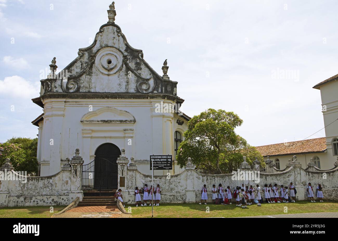 Dutch reformed church with school children in school uniform at the ...