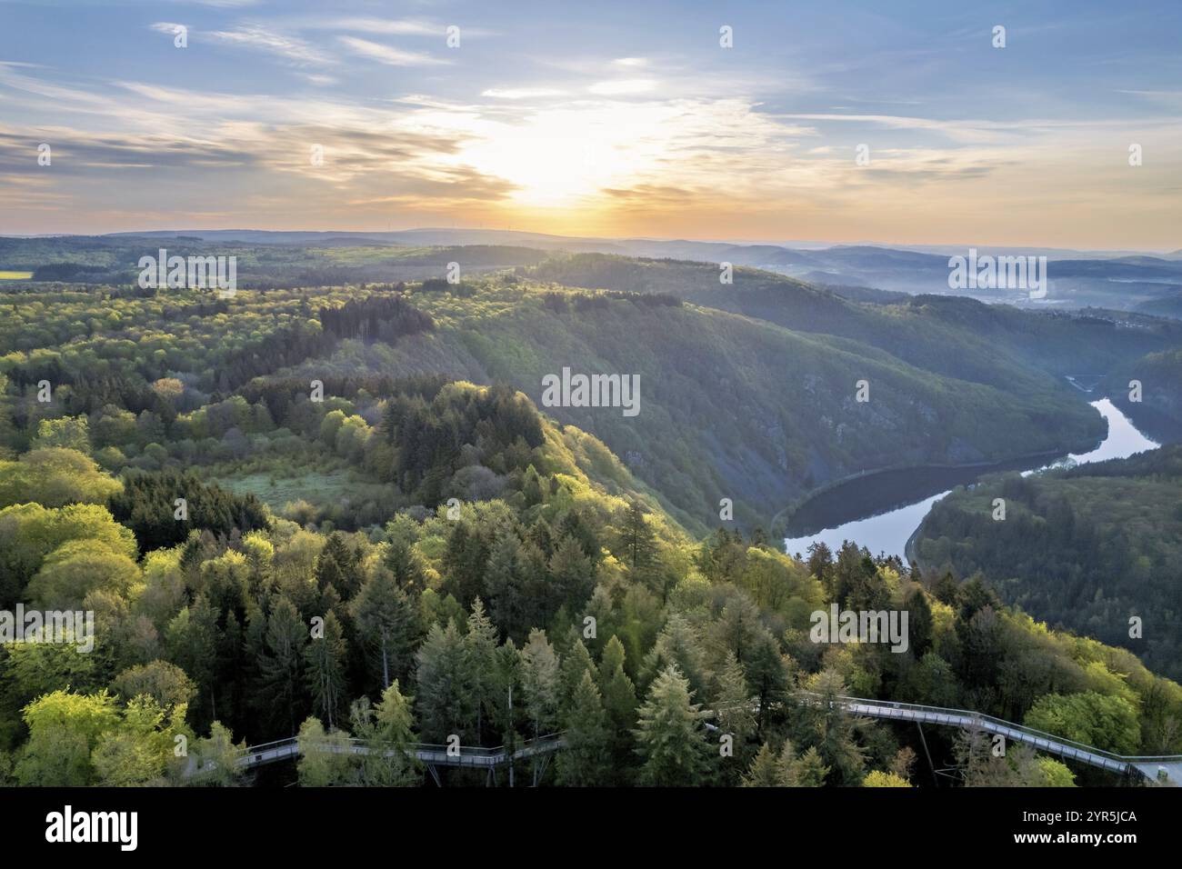 Aerial view of the Saar Loop in Mettlach, Germany, Europe Stock Photo ...
