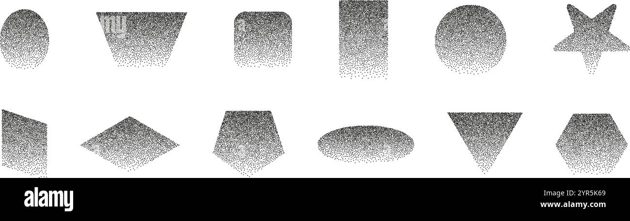 Abstract shapes with gradient and grainy noise texture. Grunge graphic ...