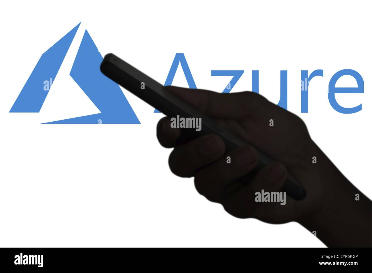 Smart phone with the Microsoft Azure logo, is a cloud service offered ...