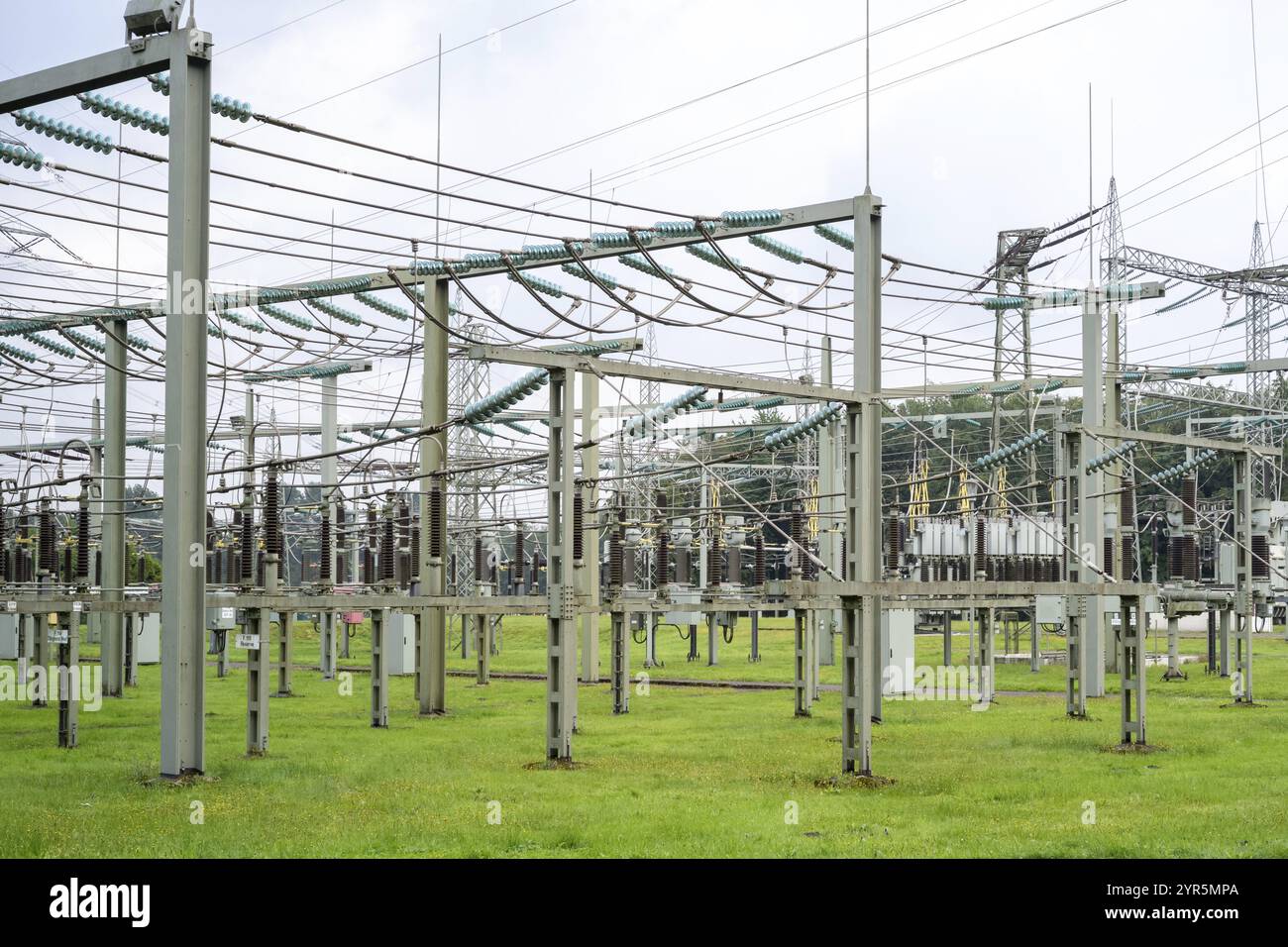 Electrical power plant with meadow Stock Photo - Alamy