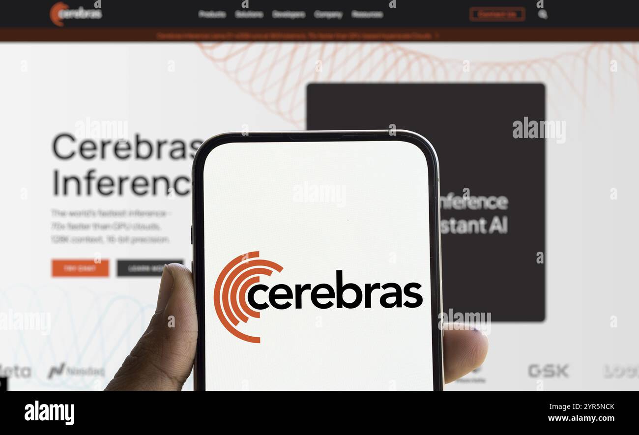 Cerebras logo is displayed on smartphone.Cerebras Systems Inc. is an ...