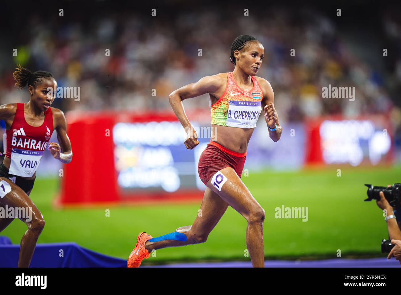 Beatrice Chepkoech participating in the 3000 metres steeplechase at the Paris 2024 Olympic Games ...