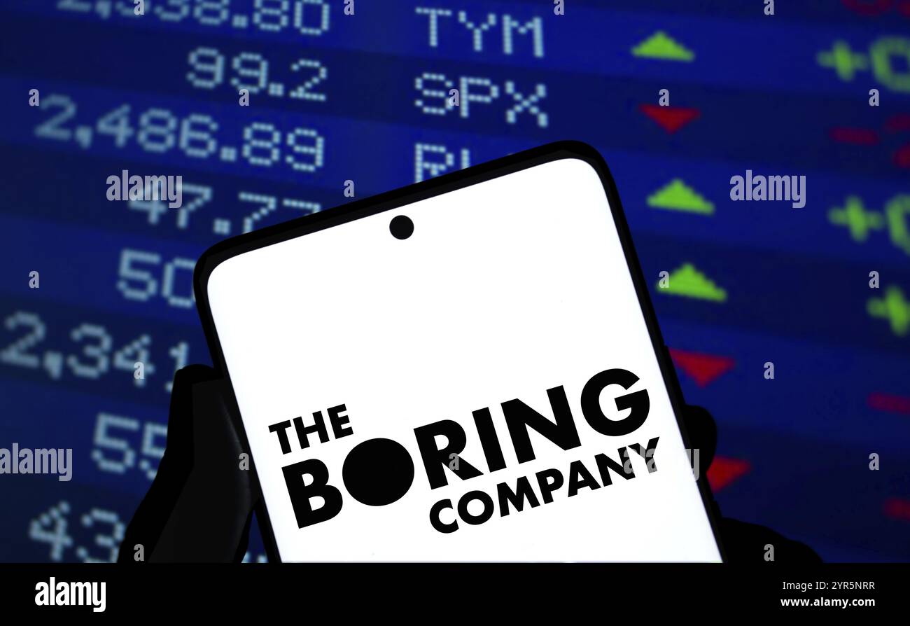 The boring company logo is displayed on smartphone. The Boring Company ...