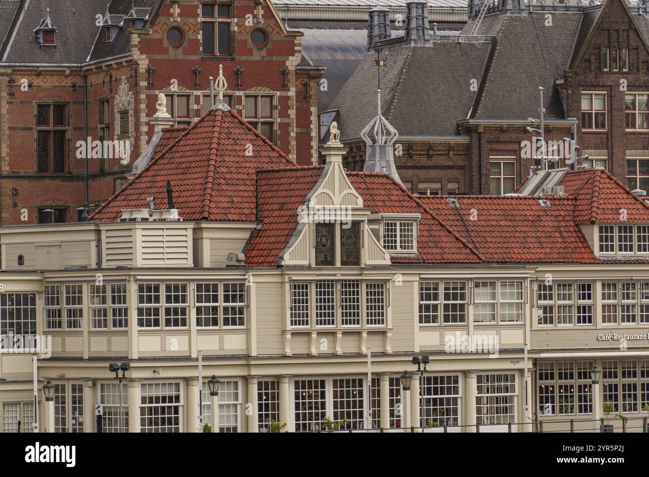Historic building with striking red roofs and Flemish architecture ...