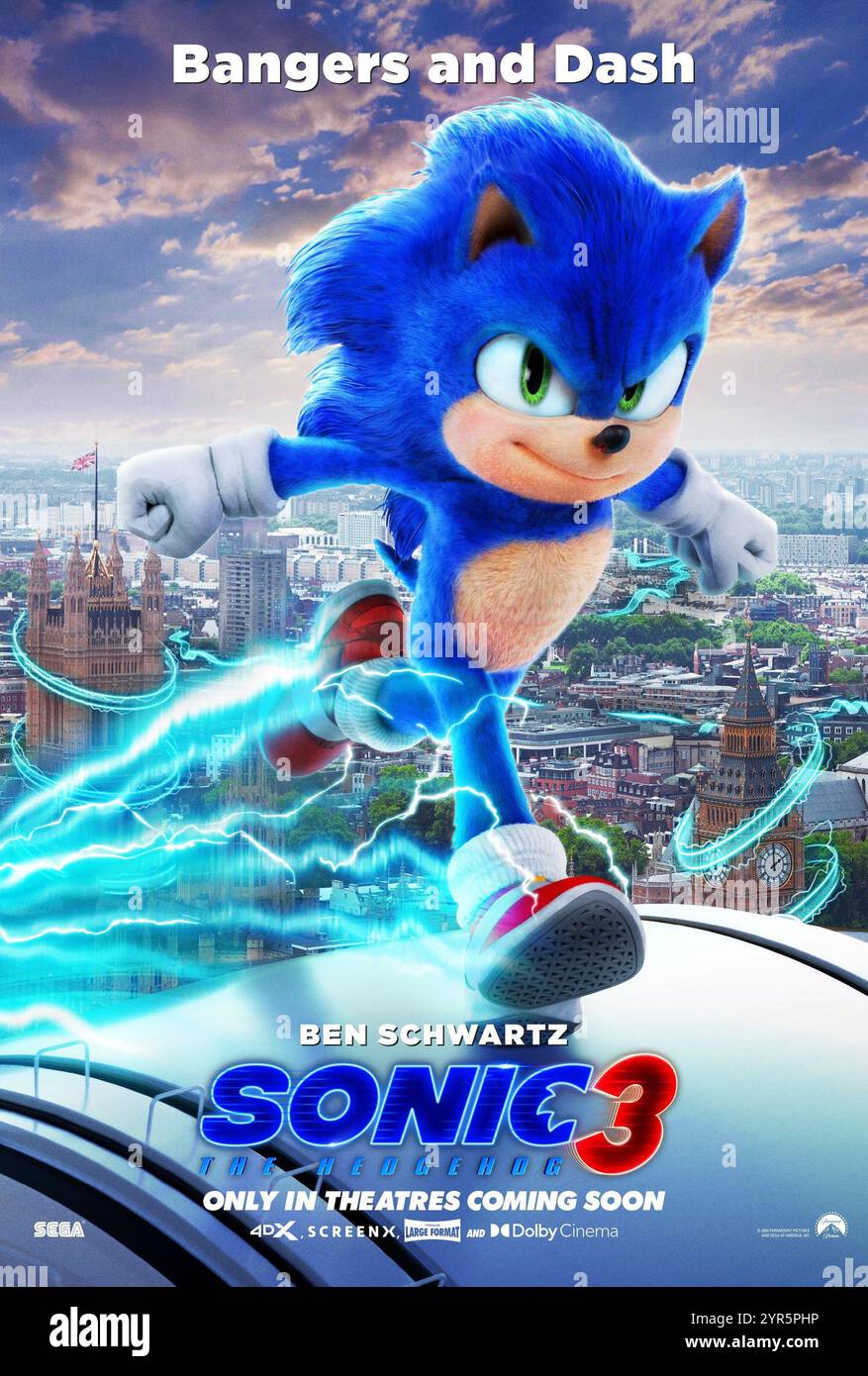 SONIC THE HEDGEHOG 3, character poster, Sonic (voice: Ben Schwartz ...