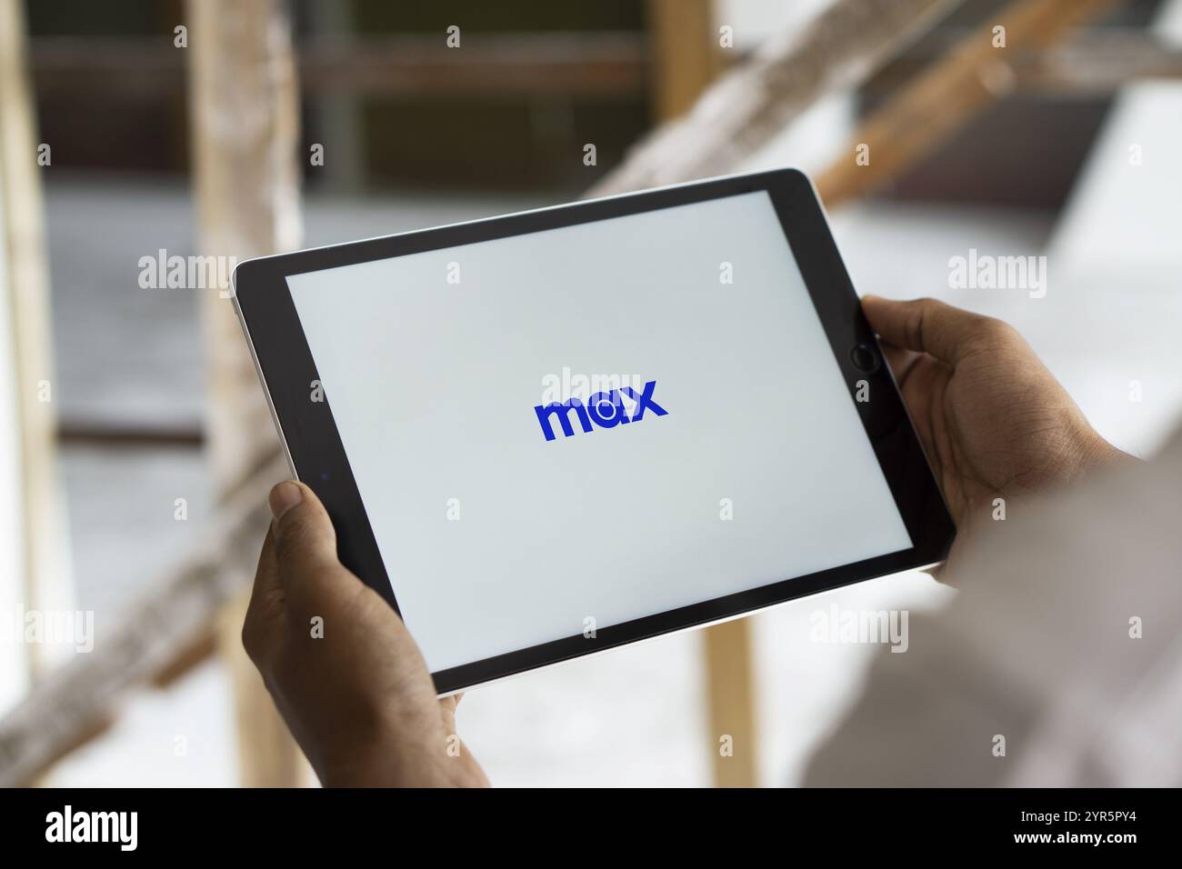 Max logo is displayed on iPad. Max is an American subscription based ...