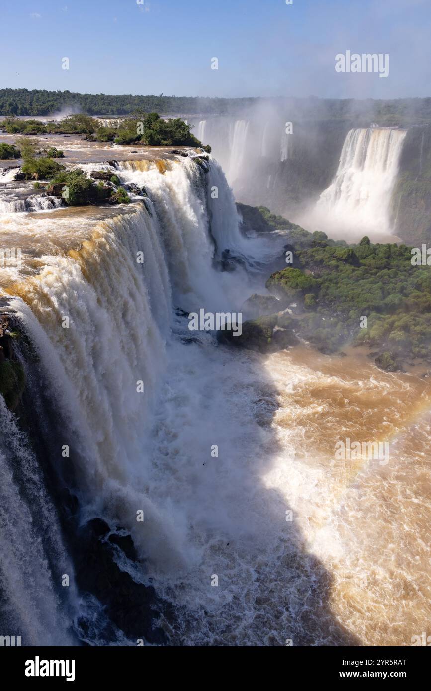 Iguazu Falls Brazil side, from above; Multiple waterfalls in a nature ...