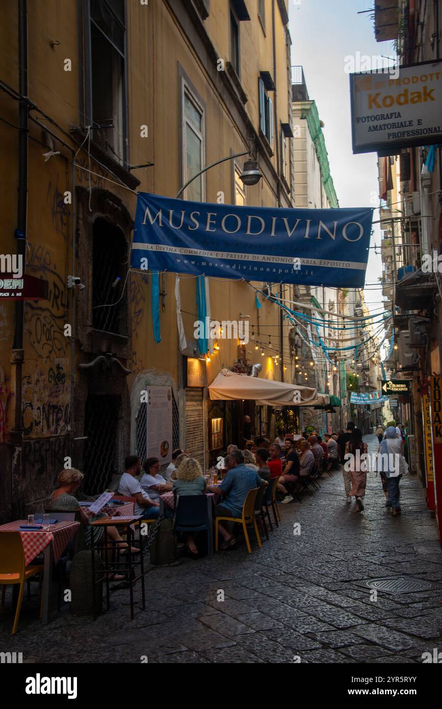 old houses and narrow alleys in old city centre of Naples, Italy Stock ...