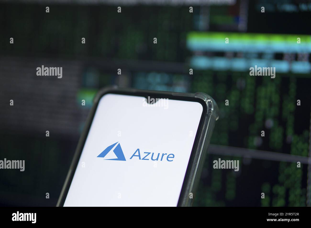 Smart phone with the Microsoft Azure logo, is a cloud service offered ...