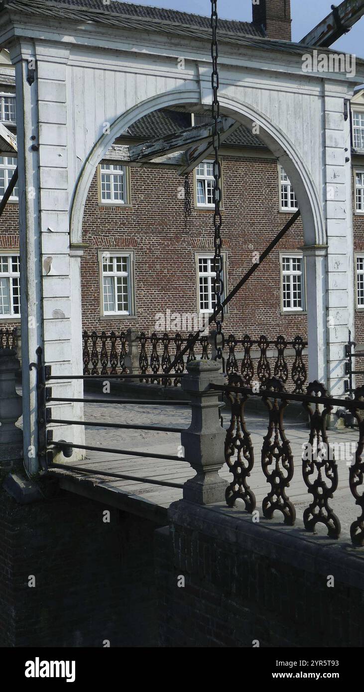 Castle gate made of wood and chains, depicted in the shadow of the ...