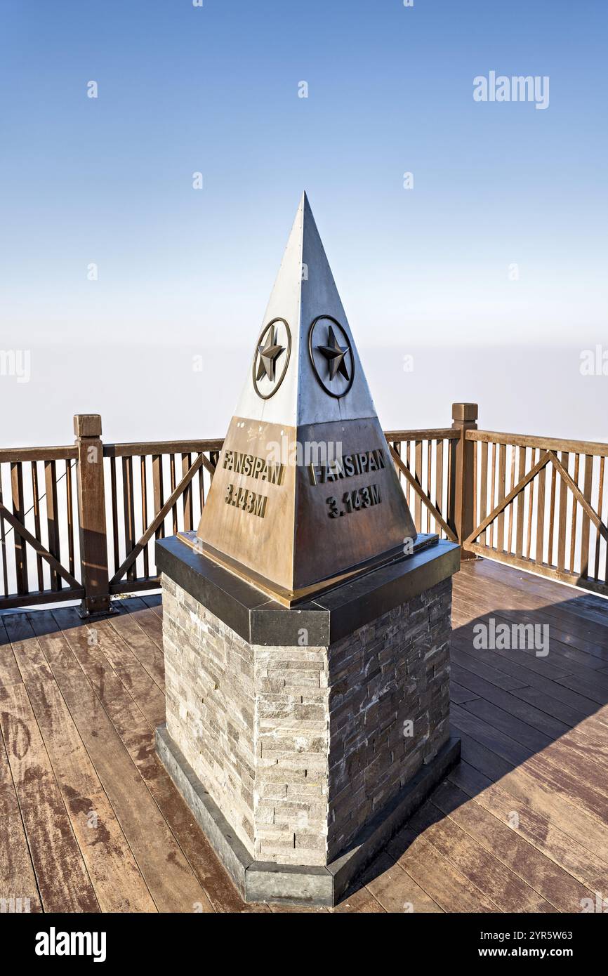The 3, 143 metre mark on the summit of Fansipan, the highest mountain ...