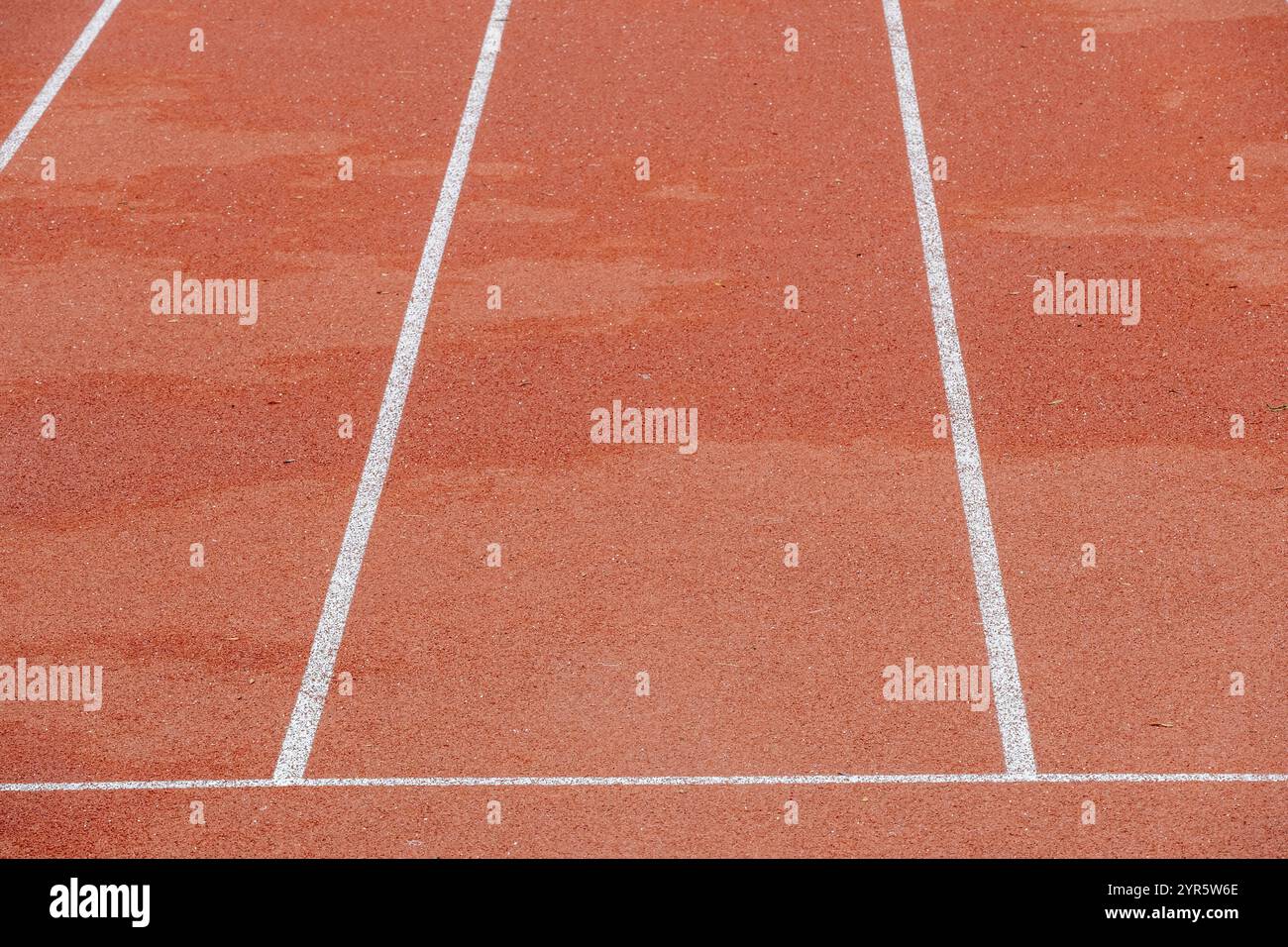 Wet synthetic track in the athletics stadium Stock Photo - Alamy