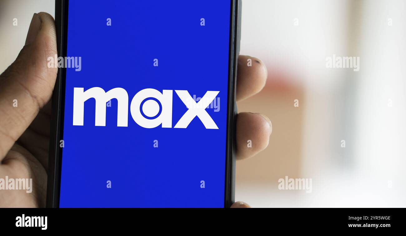 Max logo is displayed on smartphone. Max is an American subscription ...