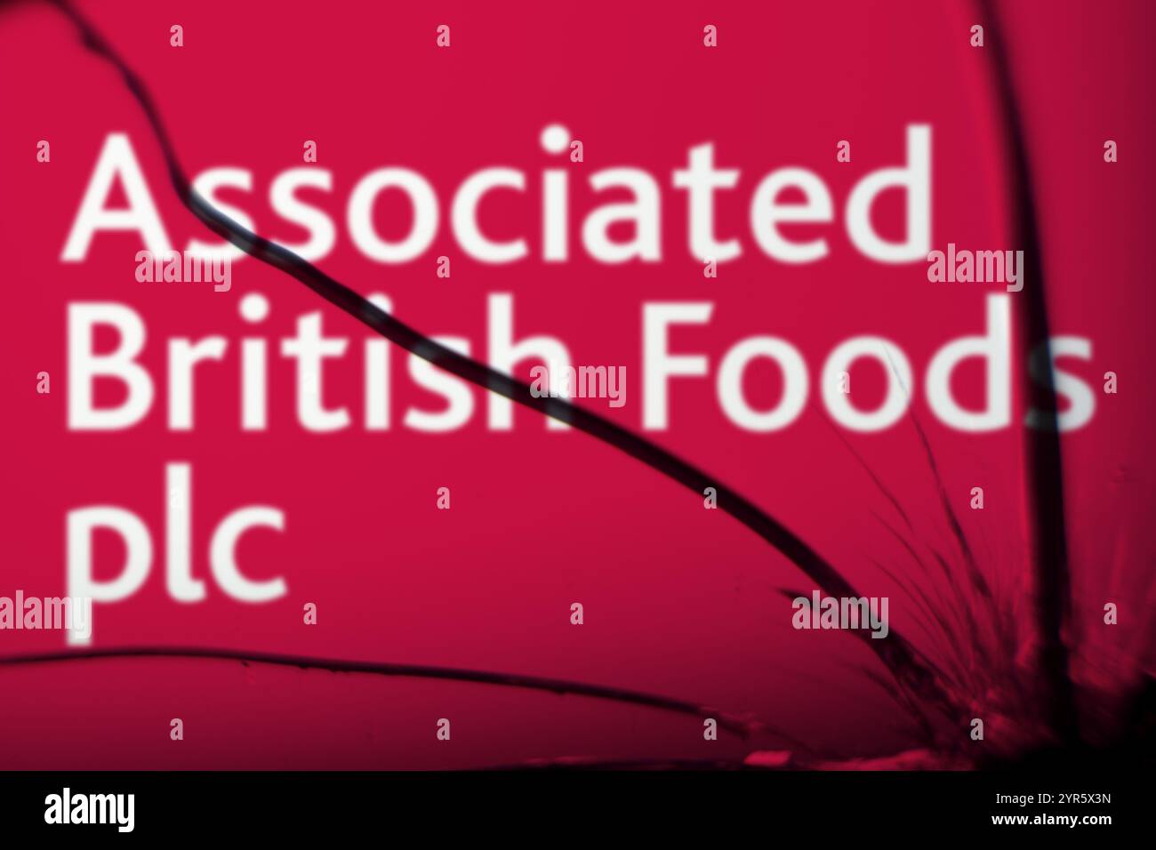 Associated british foods plc logo is visible on the broekn glass ...