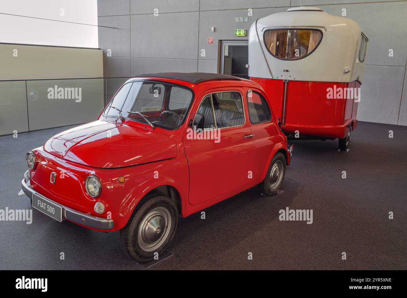 Fiat 500 with caravan, interior view, Erwin Hymer Museum, caravan, Bad ...