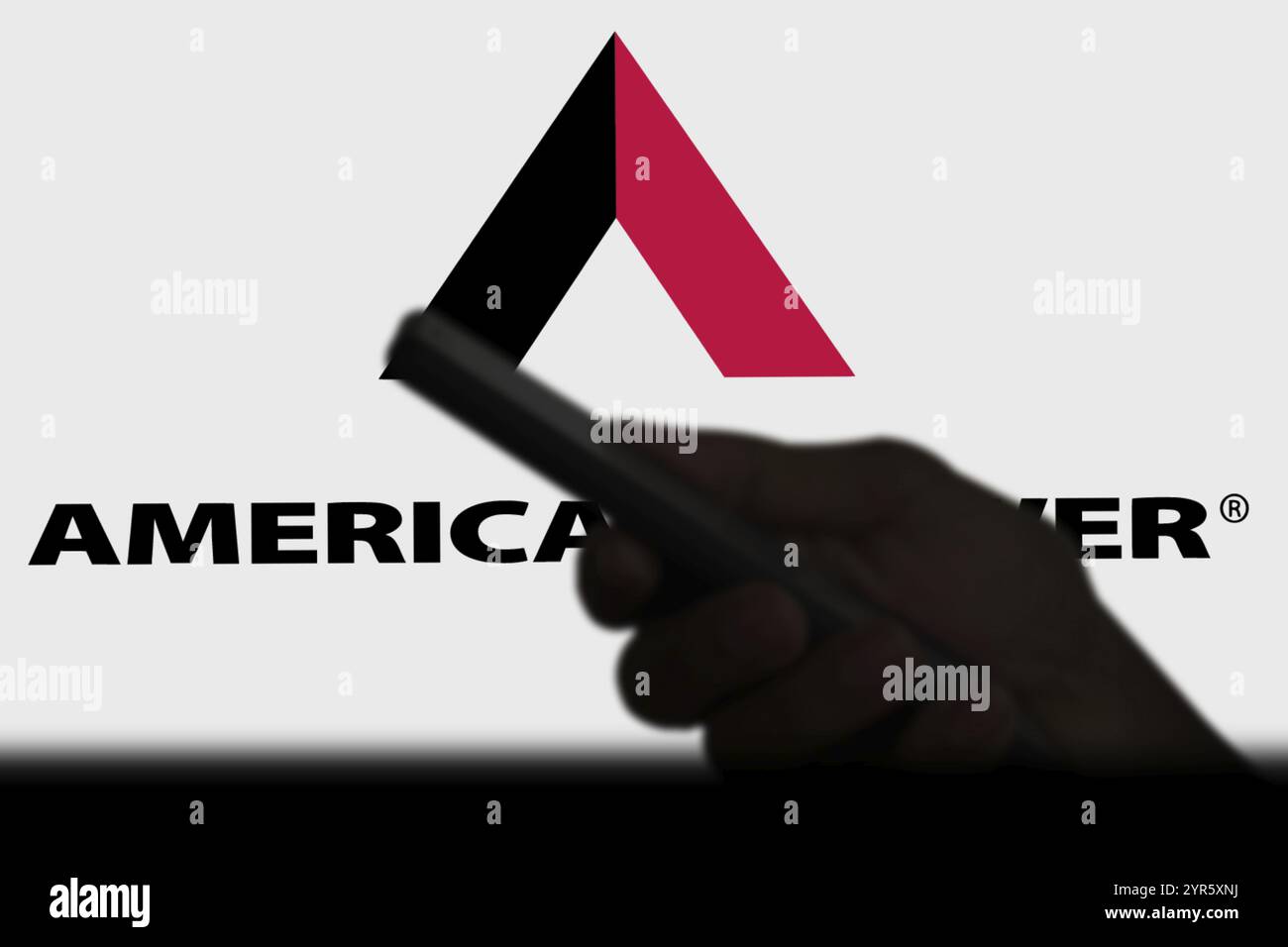 Smartphone with logo of US infrastructure company American Tower Corp ...