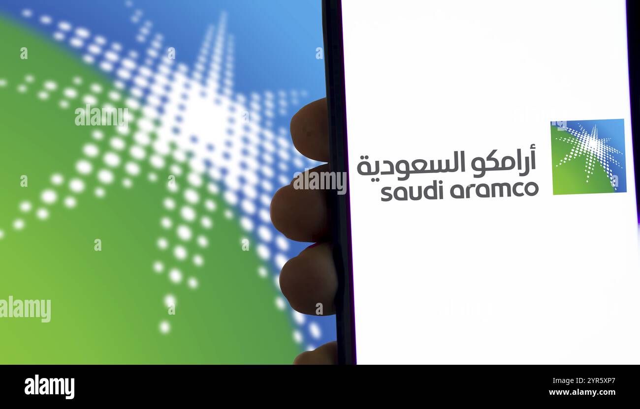 Saudi aramco logo on smartphone Stock Photo - Alamy