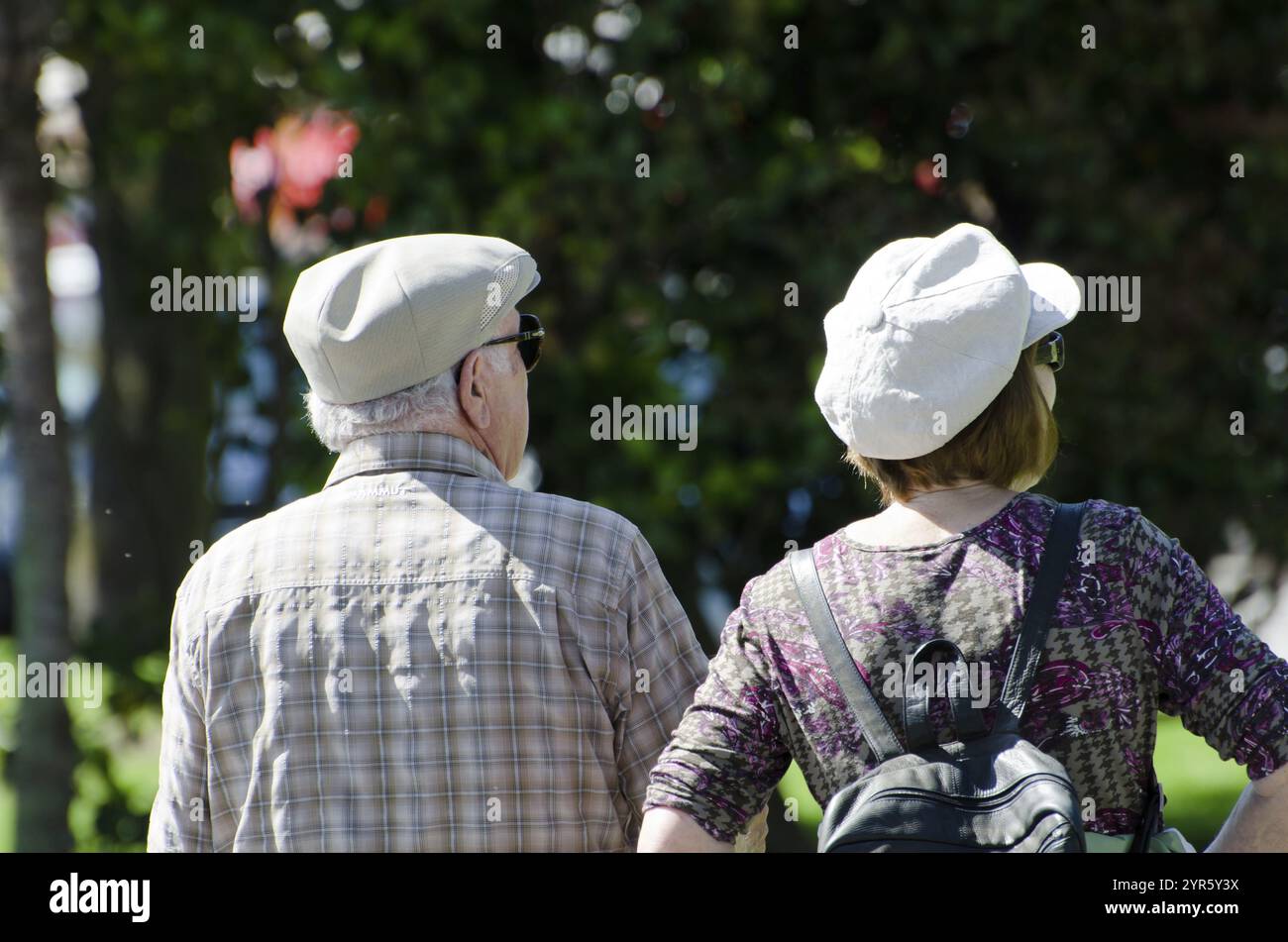 Old Couples with Hat in a Sunny Summer Day in Switzerland Stock Photo ...