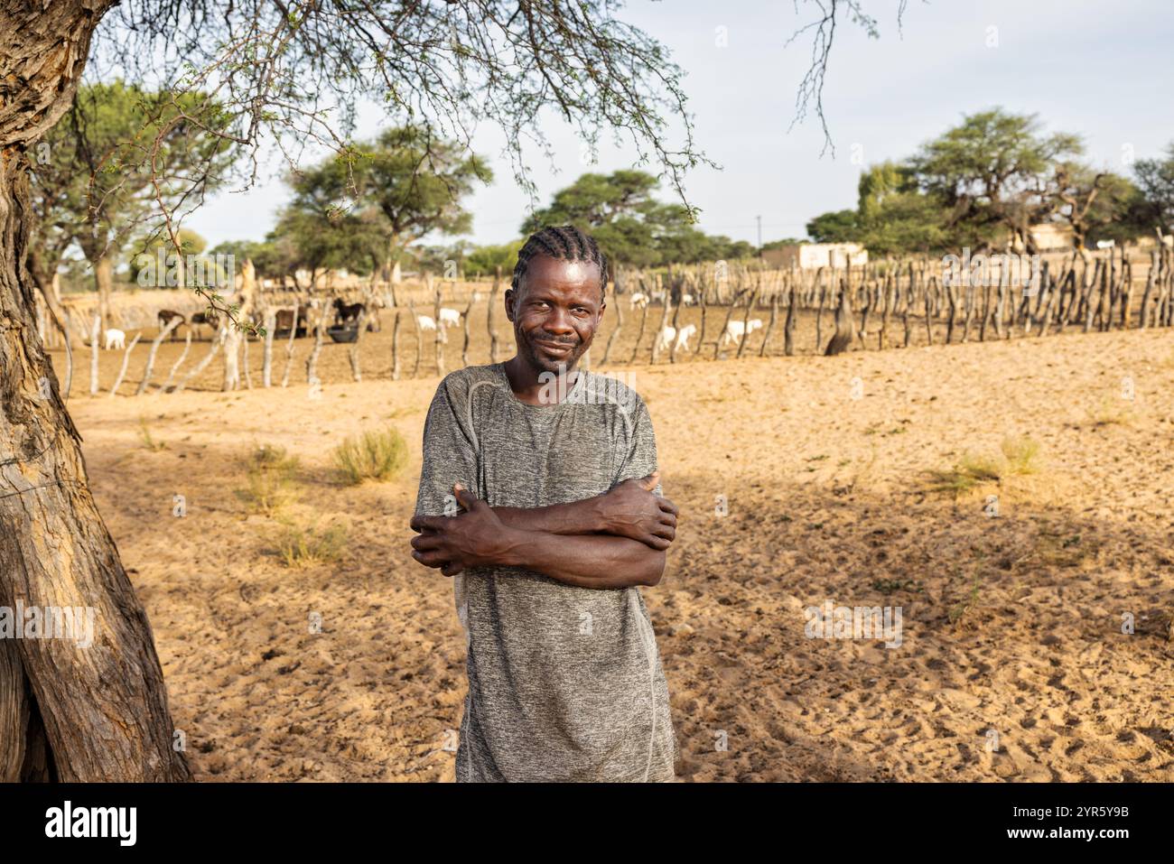 village african man with dreadlocks hairstyle at the farm in front of ...