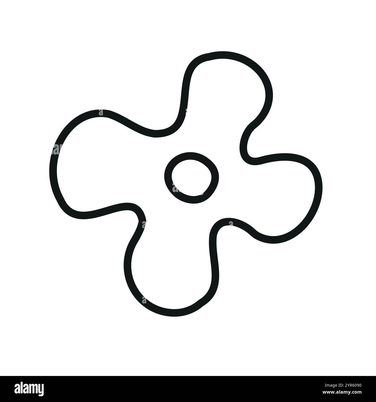 Vector groovy retro cartoon outline flower isolated on white background ...