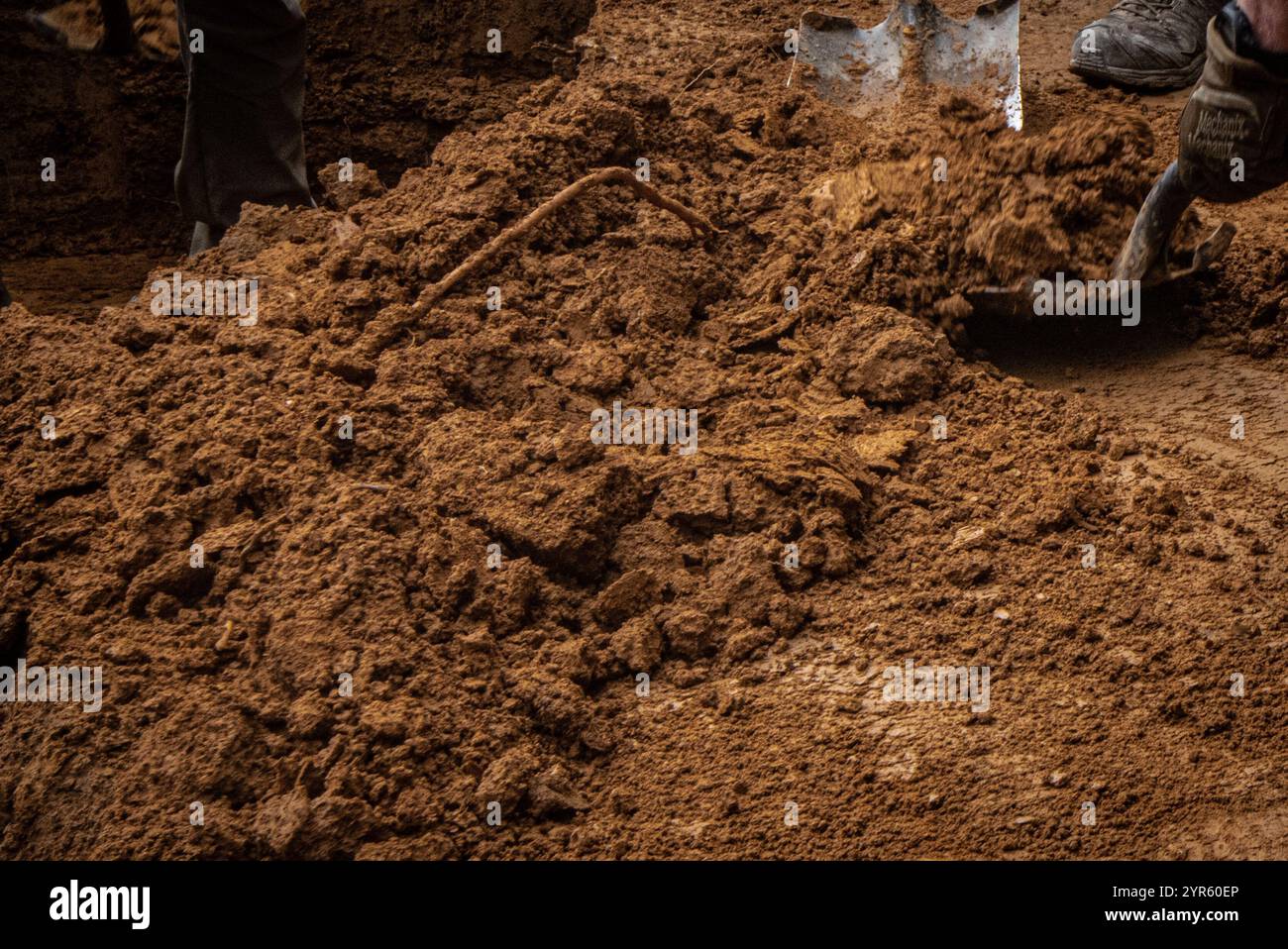 Defense POW/MIA Accounting Agency (DPAA) team members excavate soil ...