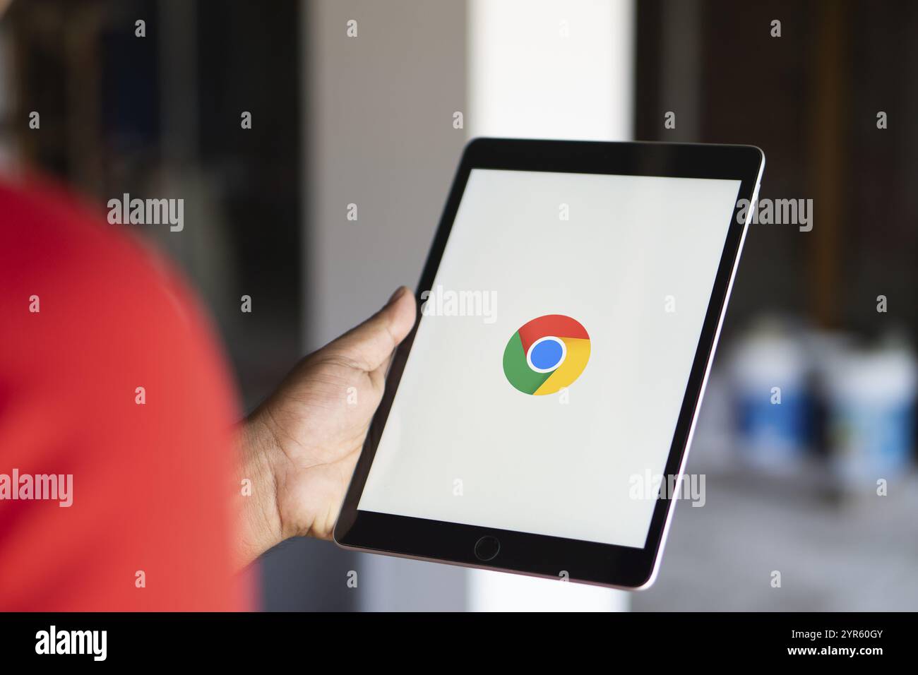 In this photo illustration Google Chrome web browser logo is seen on a ...