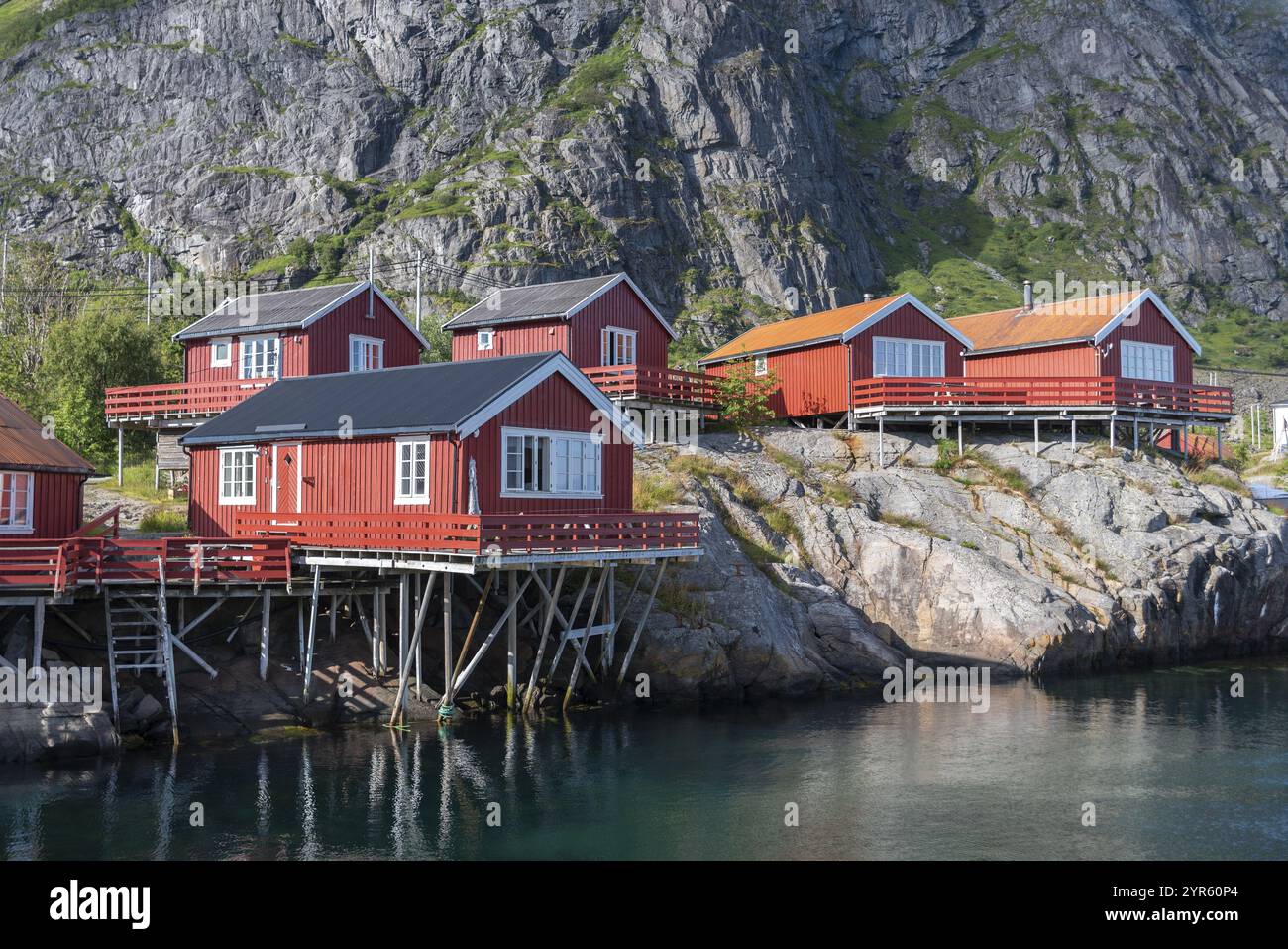 Landscape with traditional fishermen's houses, the so-called rorbuer, A ...