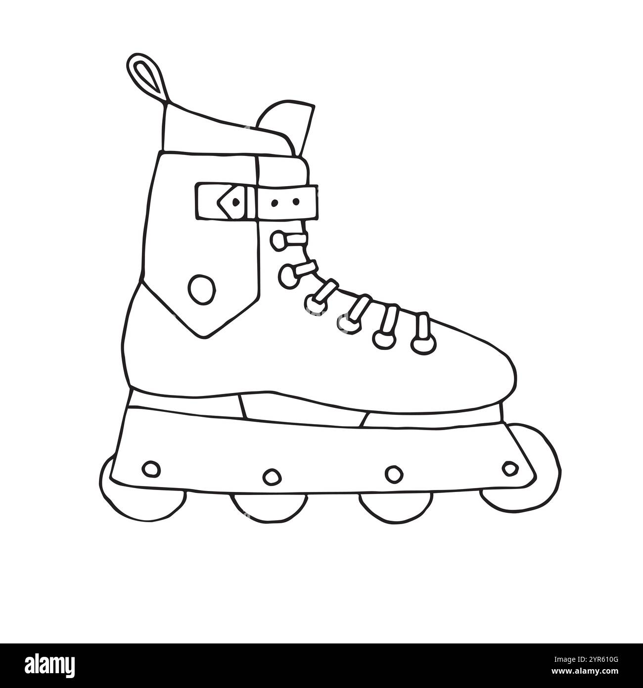 Vector hand drawn sketch doodle outline roller skate isolated on white ...