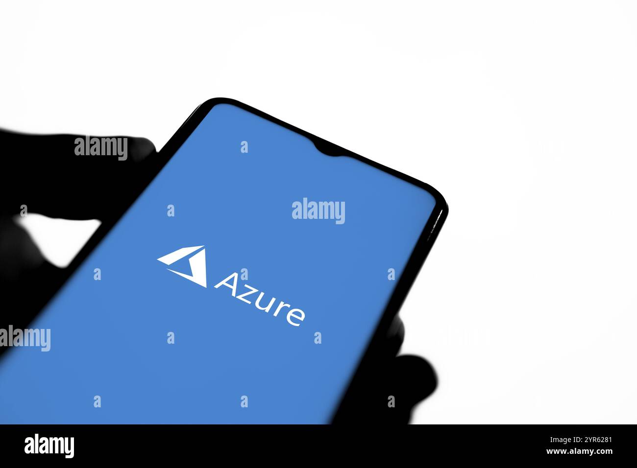 Smart phone with the Microsoft Azure logo, is a cloud service offered ...