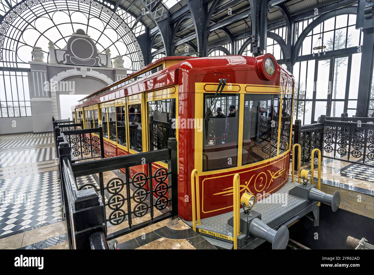 The Muong Hoa mountain railway train in Vietnam takes passengers to the ...