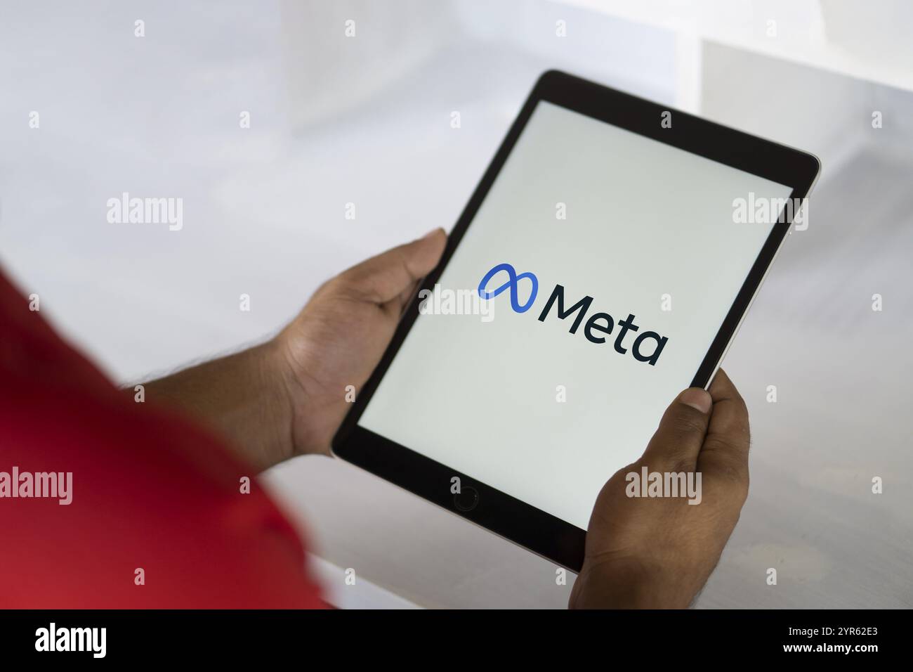 Meta logo on smartphone screen. Meta is the new name of the company ...